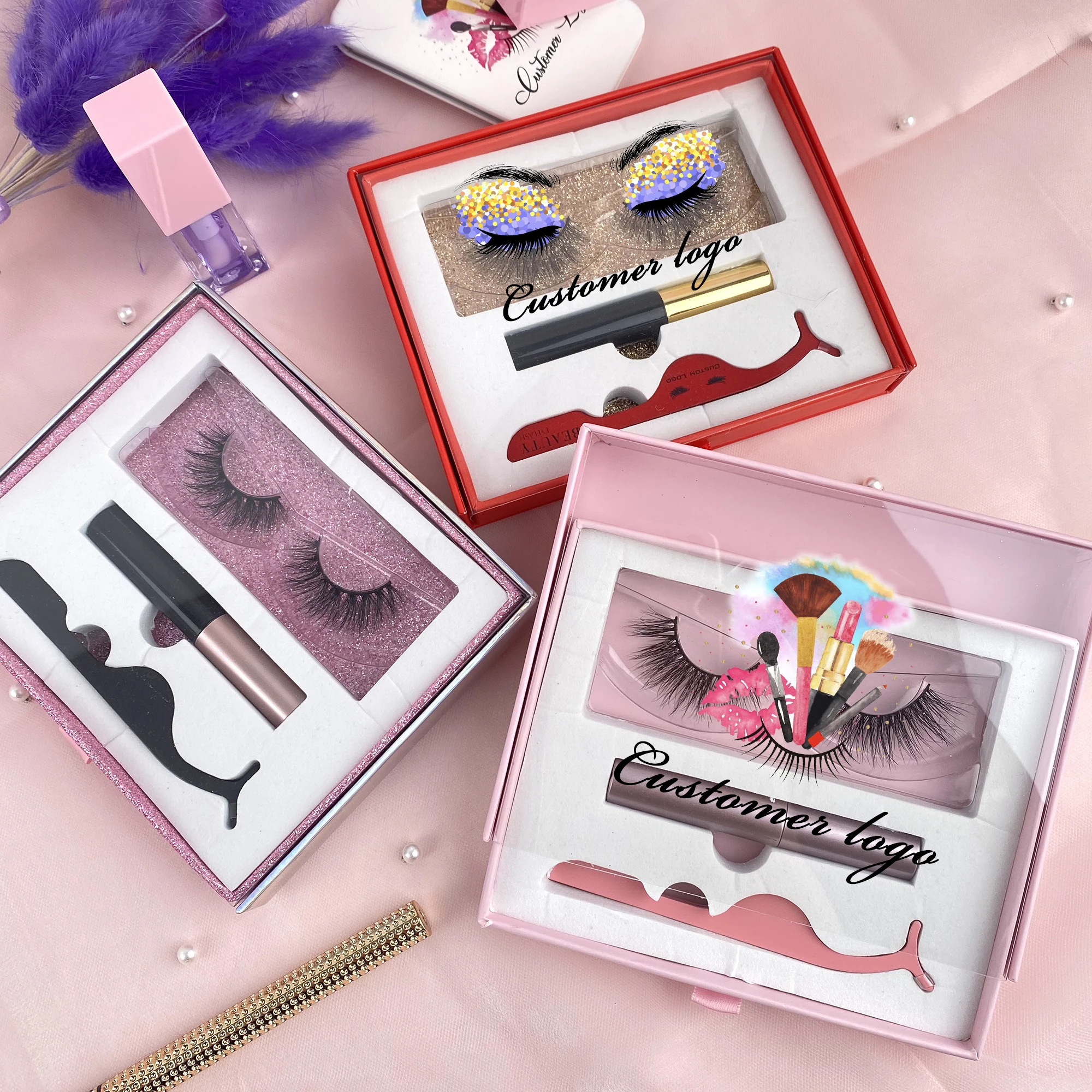 Wholesale Custom Lash Box - 3D Bottom Full Strip Mink Lashes