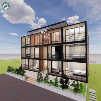 3 Storey Prefab Container Hotel Family-run 12 Rooms With Bath Five-star ...