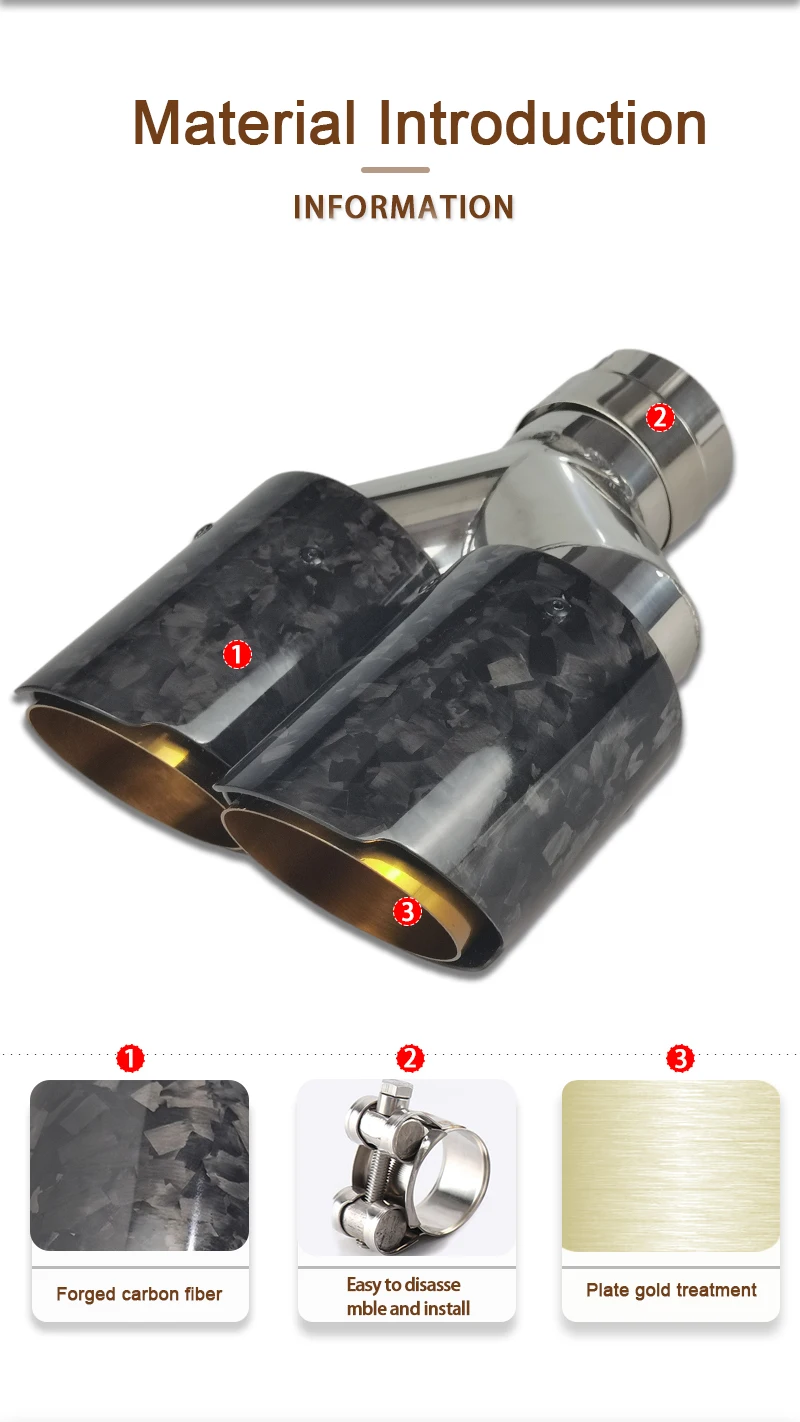 Gold Stainless Steel Dual Outlet Exhaust Tips for BMW Mini - OEM/ODM