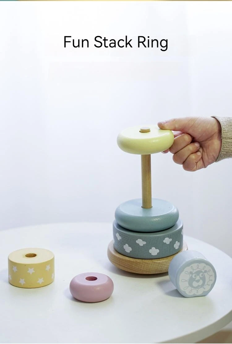 Montessori Stacked rainbow Tower Toy Color Size Cognitive Hand Eye ...