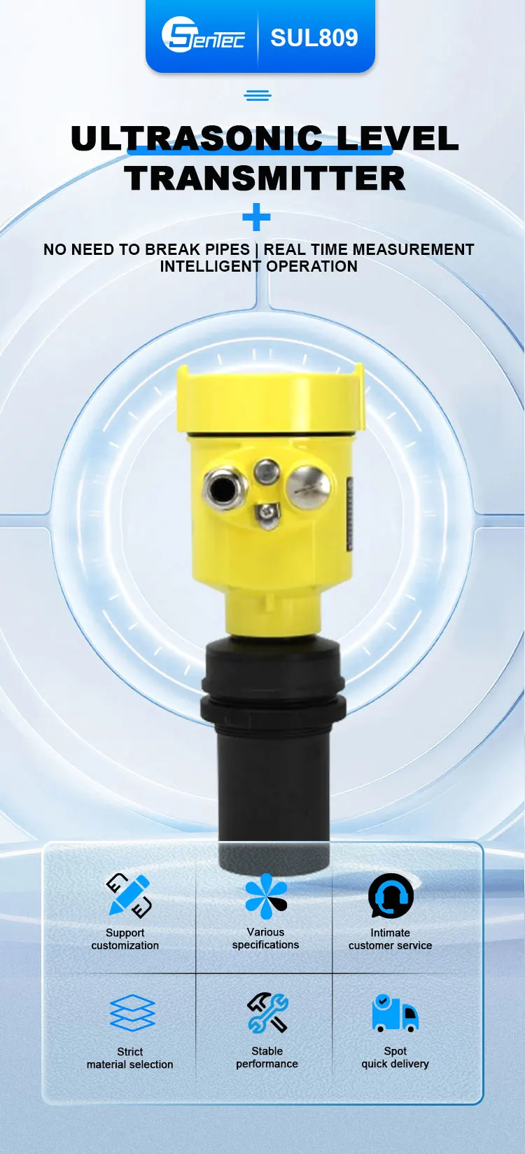 SENTEC SUL809 Ultrasonic Level Meter - Explosion-Proof & Precise