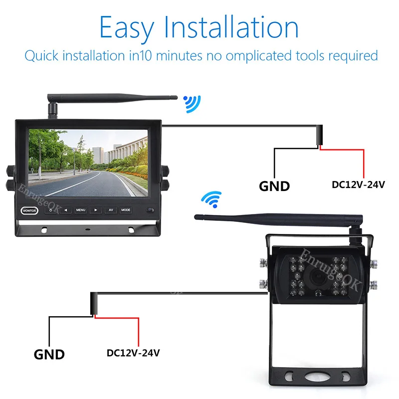 Ahd 1080p 7'' Ips Quad Split Screen Monitor Truck Rear View System 2.4g ...