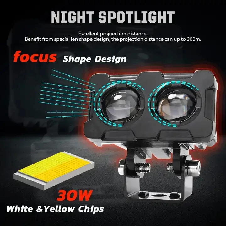 3inch Dual Color LED Spotlight - 25W Offroad Motorcycle Lights