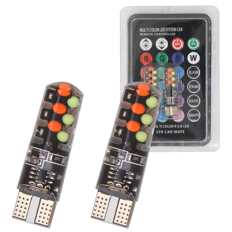 Car RGB LED 12V T10 LED RGB 5050 Reading Universal Wedge Light Signal ...