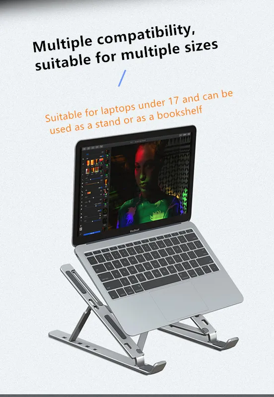 Folding Rotating Metal Computer Table - Portable & Durable