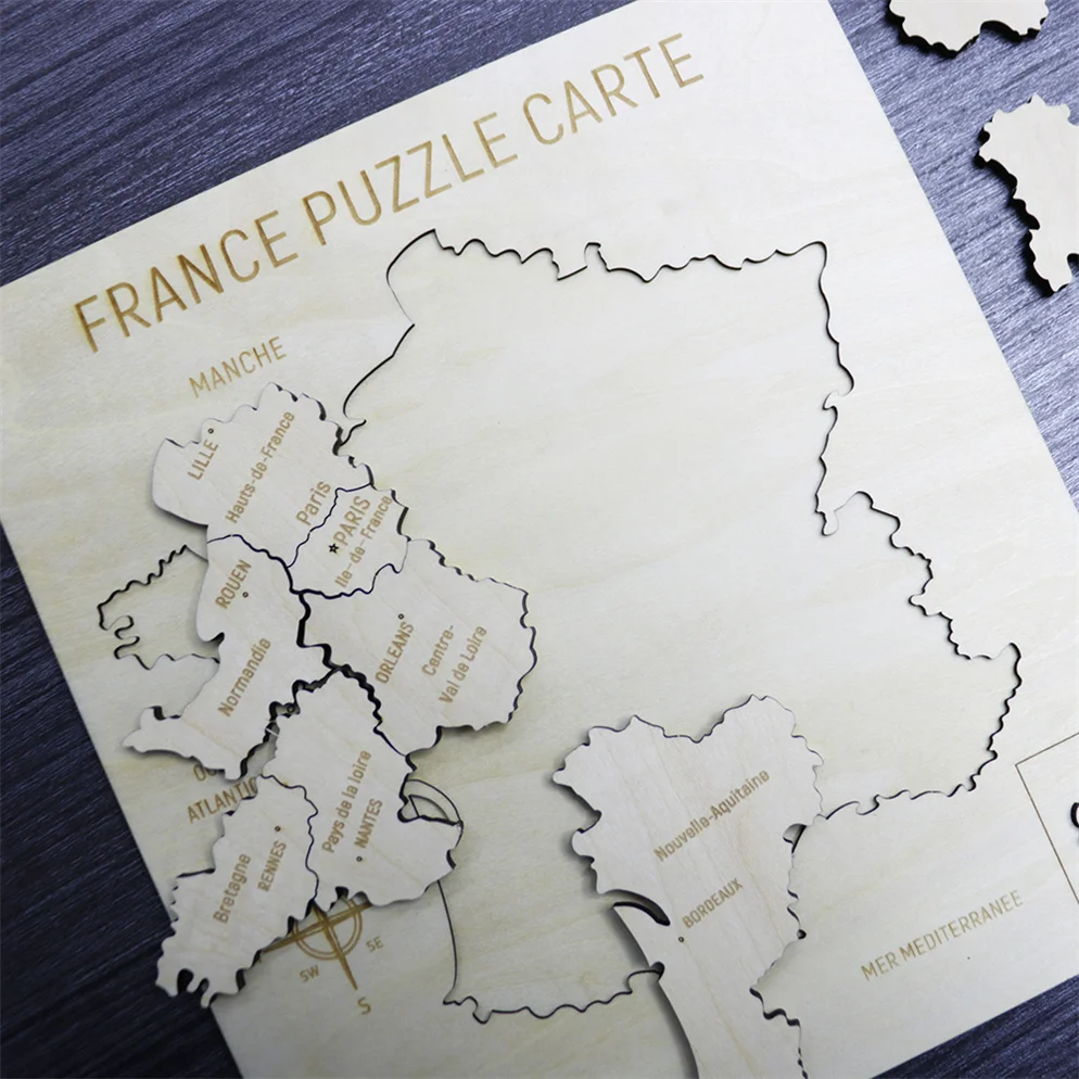 Custom Personalized France Puzzle Montessori Educational Toys Wooden ...