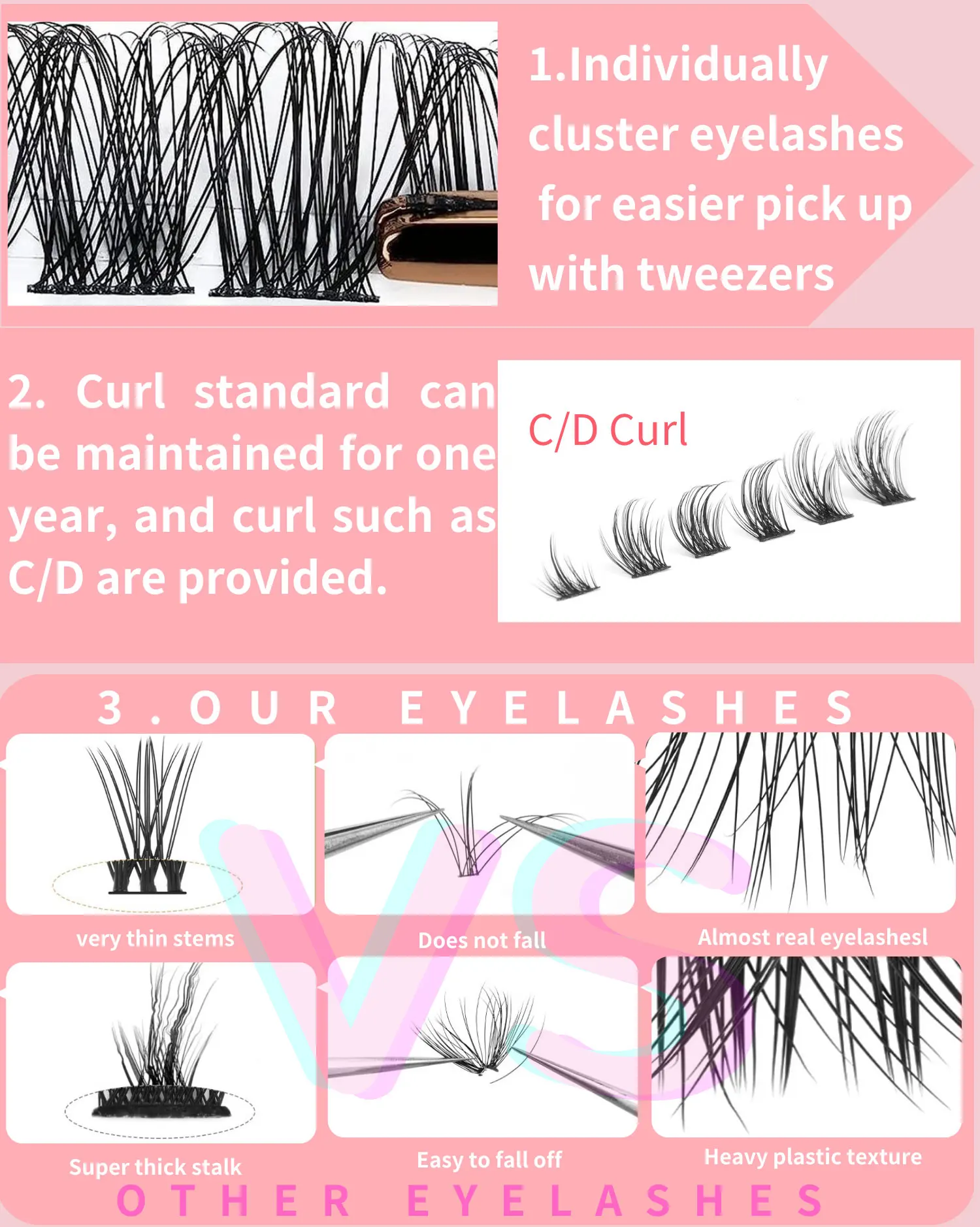 10d 20d 30d 40d Diy Individual Eyelash Extensions Private Label Cluster ...