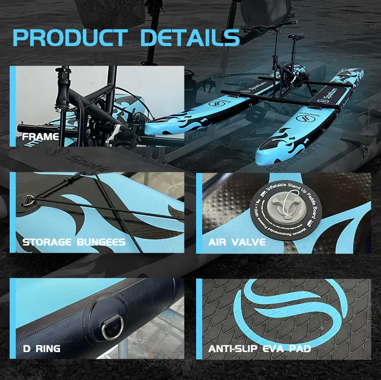 Spatium 2024 New Product Inflatable Pvc Hydrofoil Pontoons Water Bicycle Float Pedal Bike For ...
