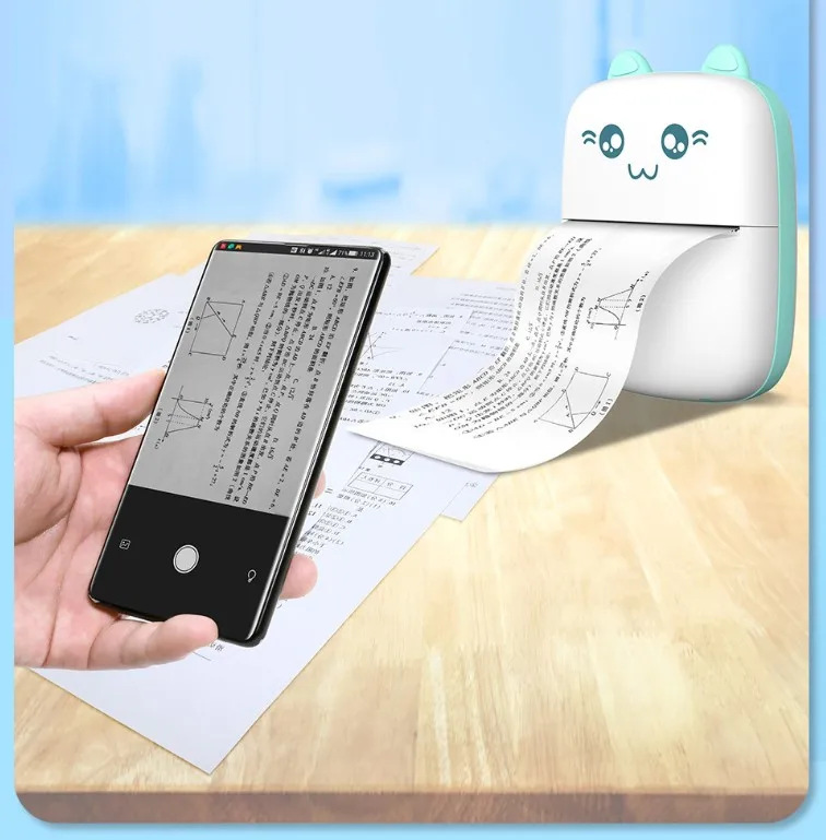 Cute Cat Mini Label Printer - 200DPI Portable Thermal Printer