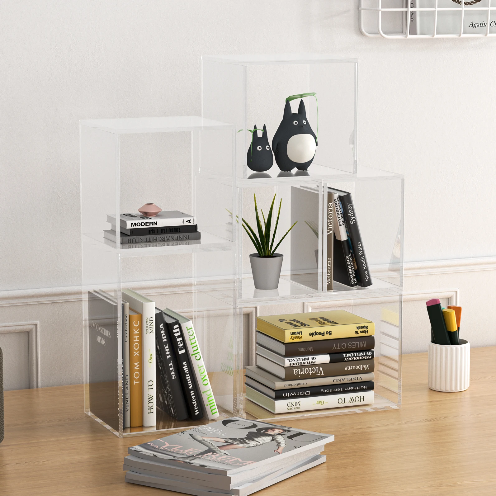 Clear Acrylic Book Shelf - Stackable Cubes Set, Custom Display Storage ...