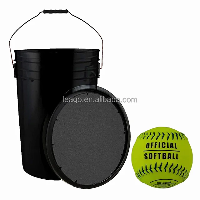 6 Gallon Bucket of Softballs - Padded Lid & Cushioned Seat