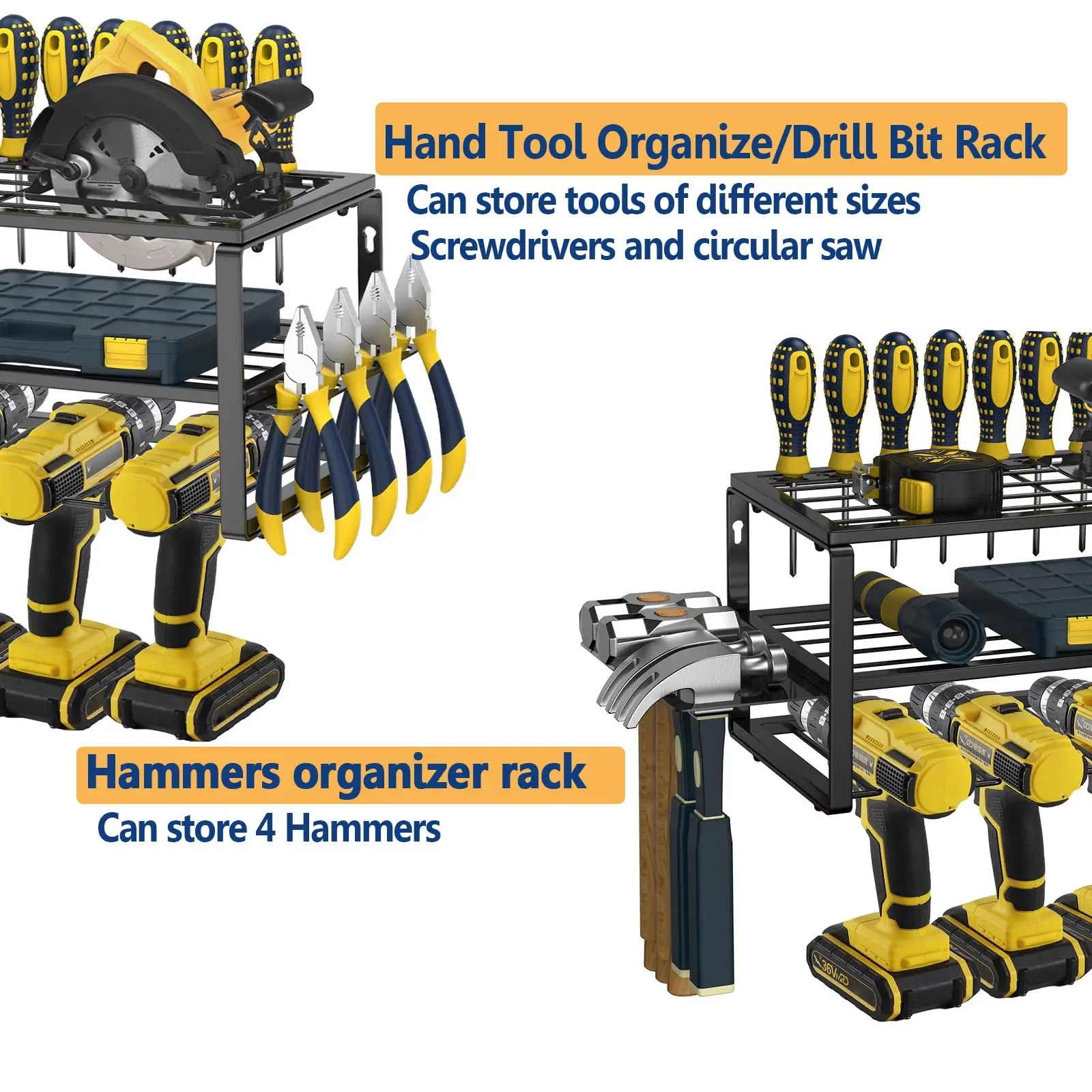 Heavy Duty 3-layer Black Cordless Drill Screwdriver Metal Wall-mounted ...