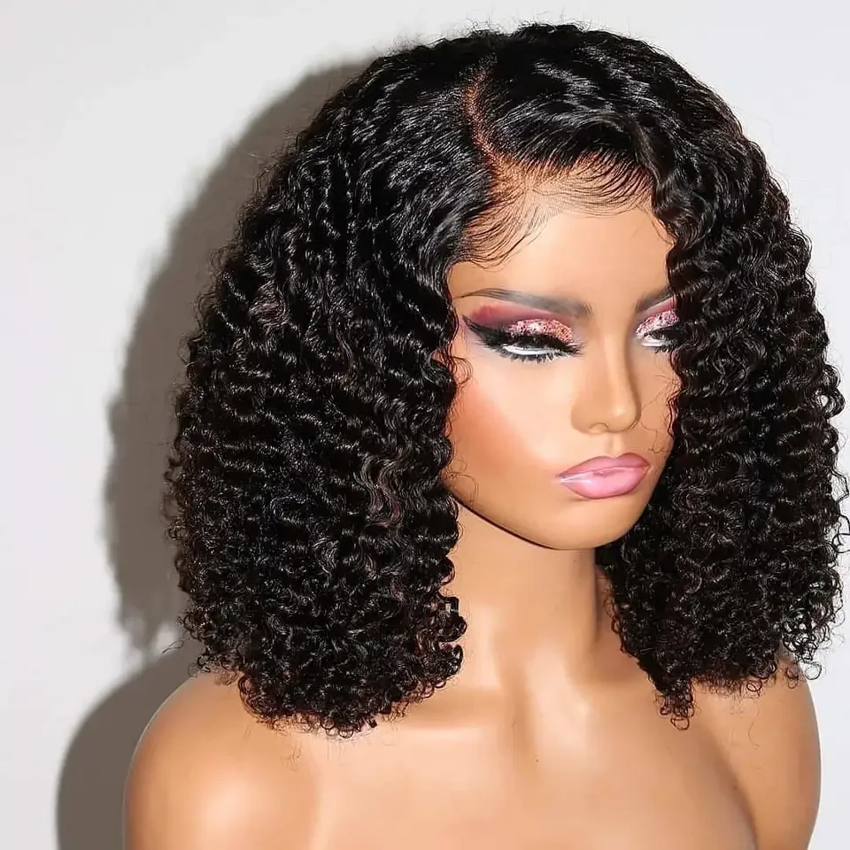 Kinky Curly Short Bob Wigs Human Hair Lace Front Brazilian Bob Wigs For