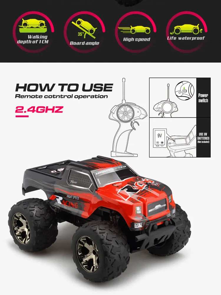 2.4ghz 4X4 Remote Control Monster Truck - High Speed RC Car