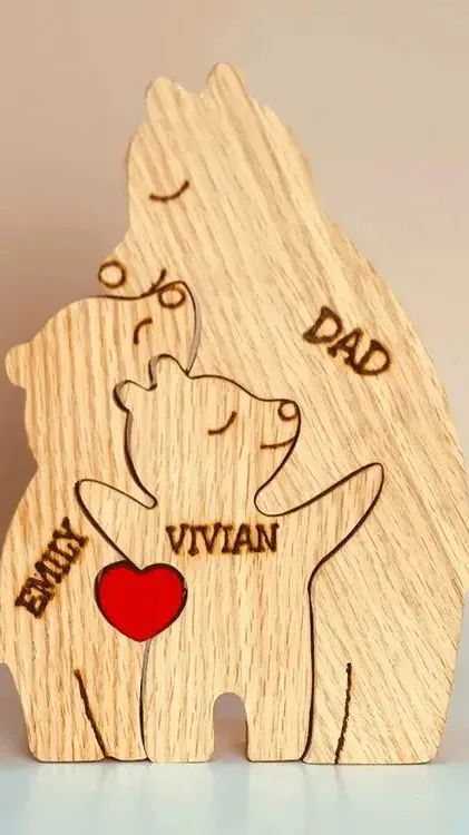 Wooden 3d Building Blocks Family 3d Puzzle Creative Bear Art Puzzles ...