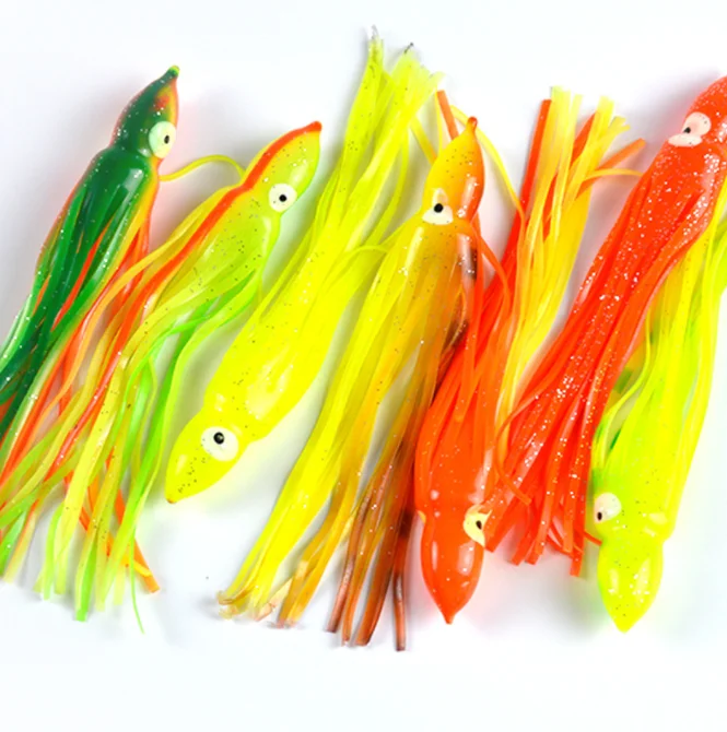 7g 16cm Rubber Squid Skirts Artificial Silicon Double Color Octopus ...