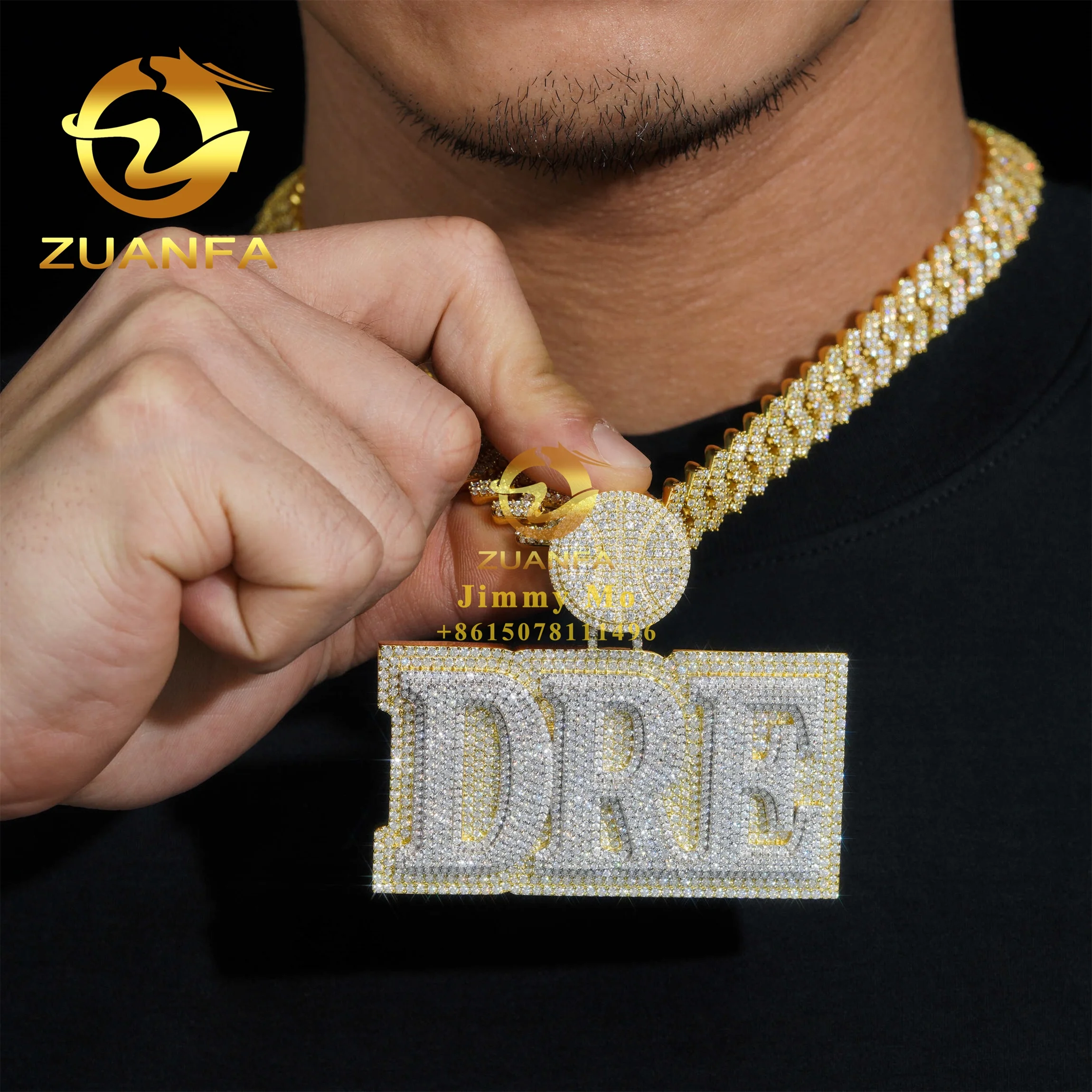 Personal use Hip Hop Iced Out Rapper Men Jewelry Two Tone Color 3D VVS1 ...