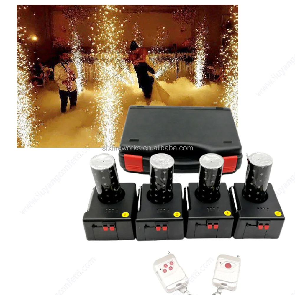 Wedding Event FX 4 Cues Cold Pyro Fountain Stage Indoor