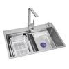 Ss Silver Color 304 Stainless Steel Nano Kitchen Home Farmhouse Basin ...