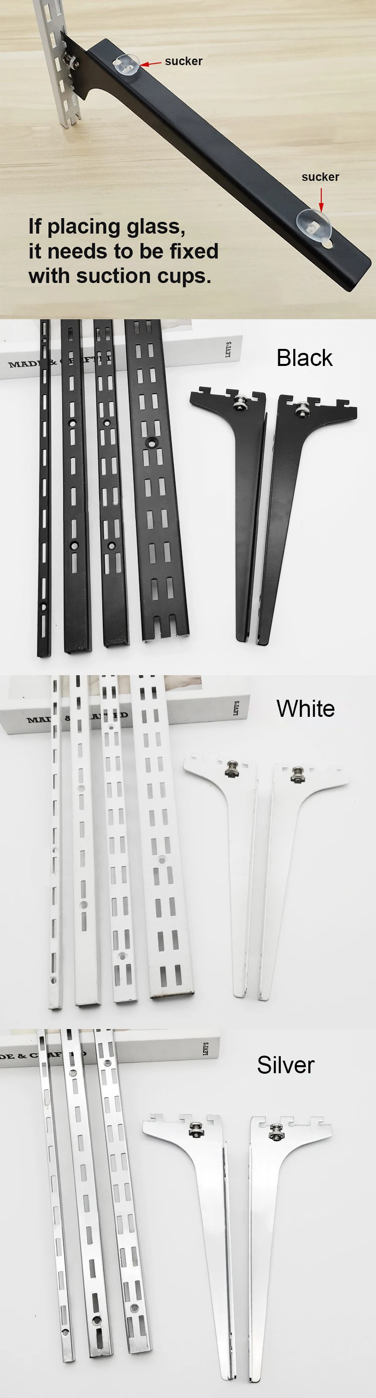 AA Pillar Channel Double Slotted Wall Upright Metal Shelf Bracket