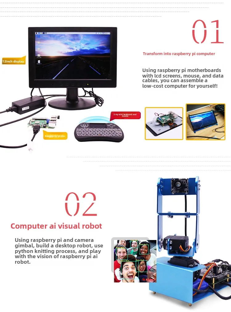 Raspberry Pi 4B 4G/8G Motherboard Visual Python Programming Kit for Education & Maker ...