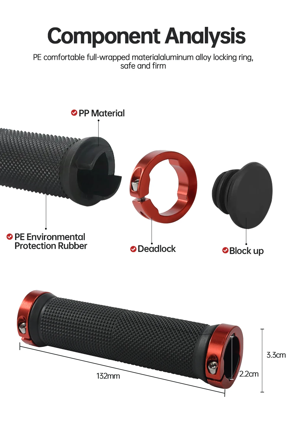 Tpr Rubber Straight Handle Sleeve Black / Blue / Orange /red /sliver ...