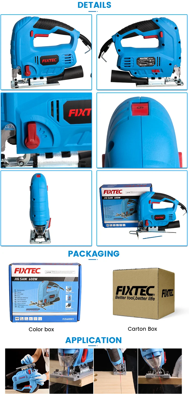 FIXTEC Power Tools - 600W Electric Jigsaw for Wood Cutting