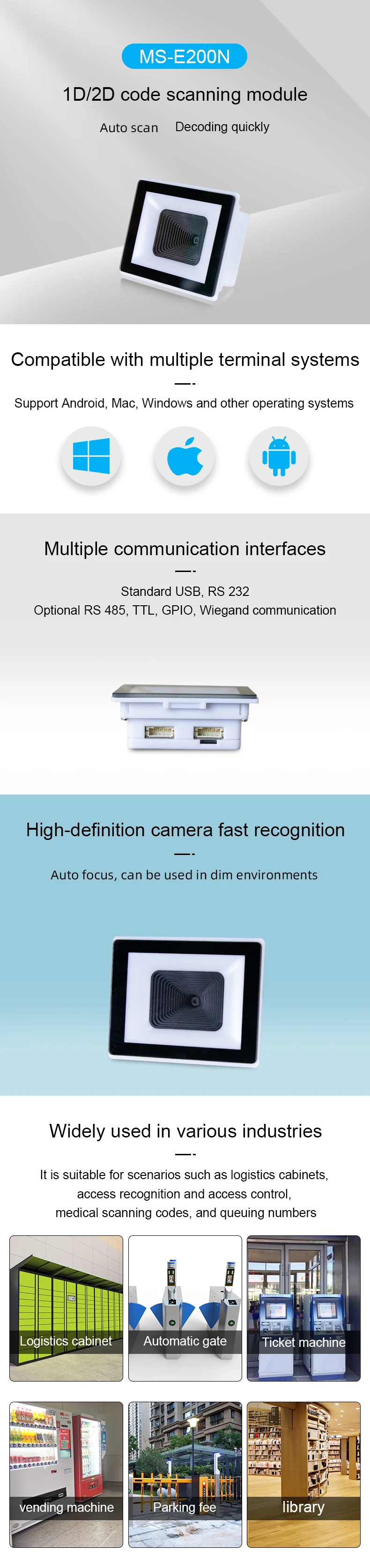 Masung Embedded Mini Portable Qr Code Reader Android 1d 2d Nfc Barcode Scanner