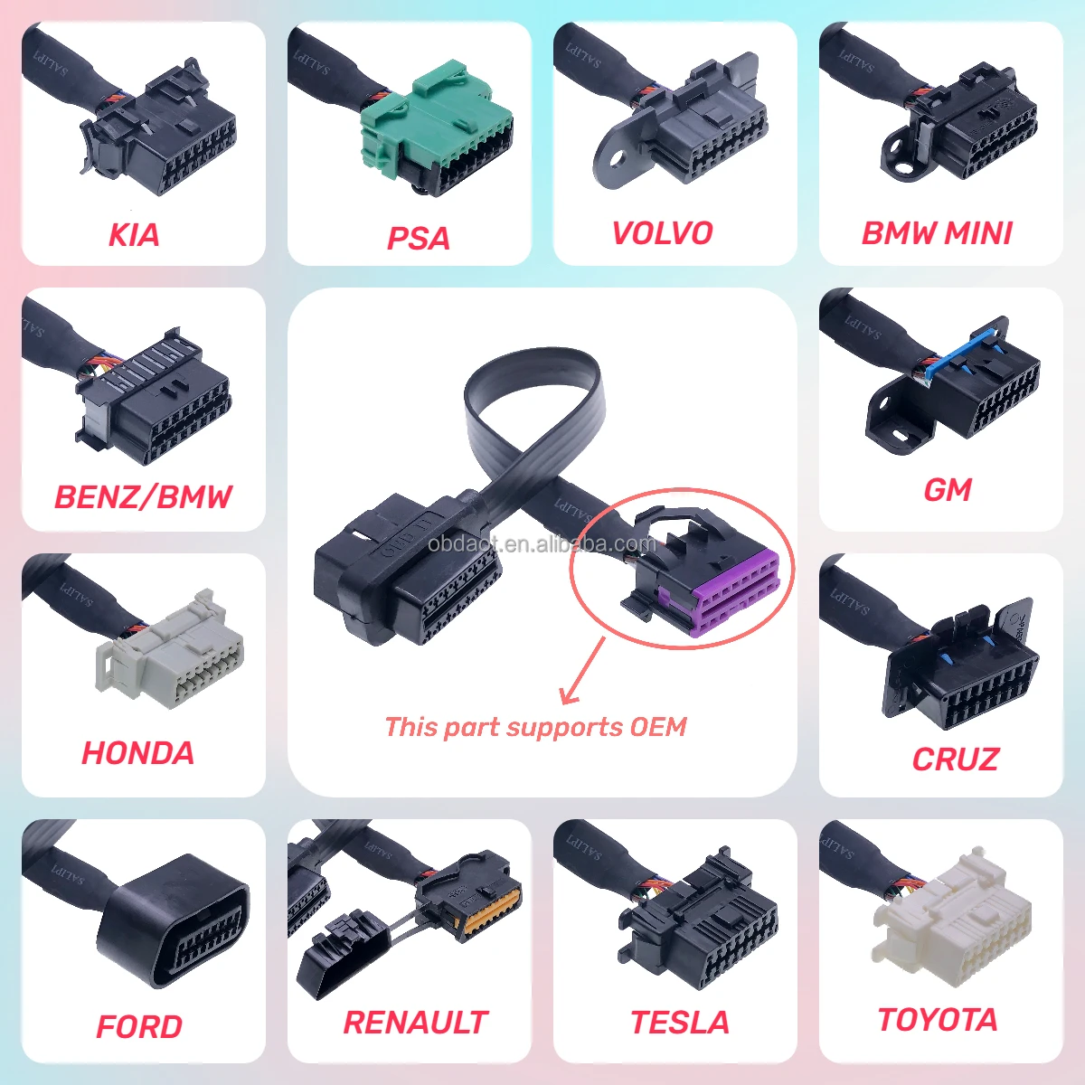 Universal OBD2 Splitter Y Cable OBDII OBD2 OBD16 Pin J1939 ELD Cable ...