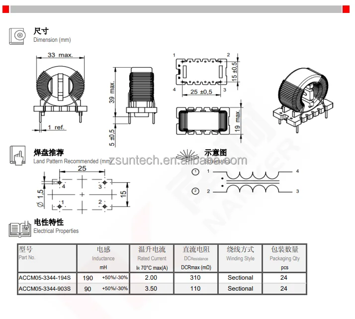 Ac Common Mode Choke Inductance Inductor Nanocrystalline Crystal Dip ...