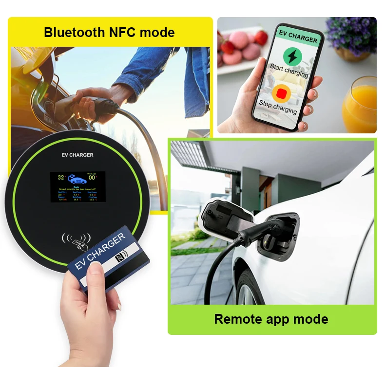 22kw 32a Lcd Display Ev Wallbox Wall Mounted Ev Charging Station With ...