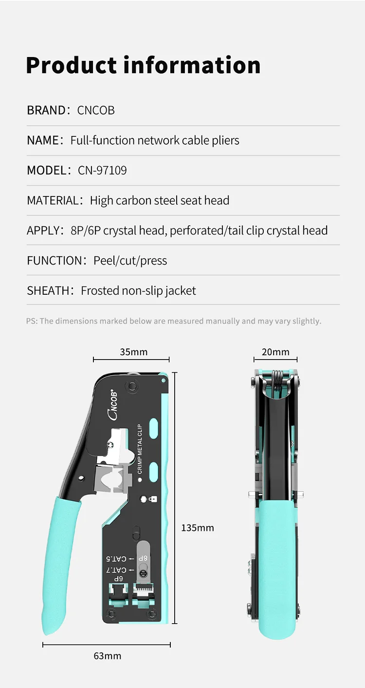 Rj45 Pass Through Crimping Tool For Cat8 Cat7 Cat6a Cat6 Cat5e Ethernet ...