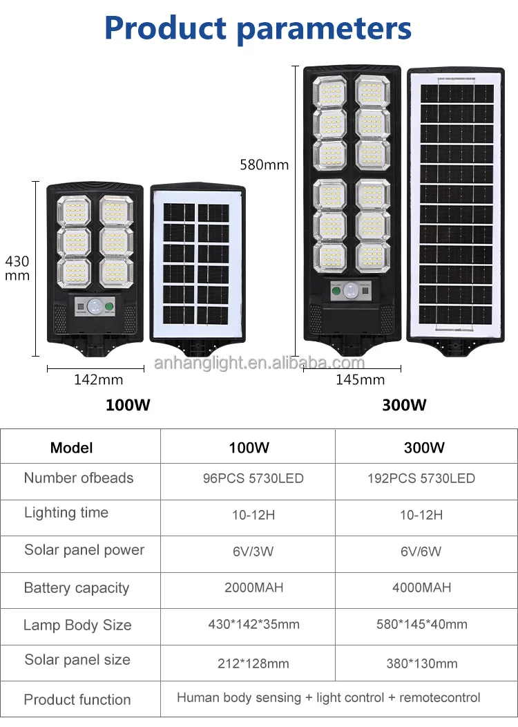 Outdoor Solar Streetlight All in One Solar 20W Led Street Light Lamp 100w 200w 300w 150W Outdoor ...