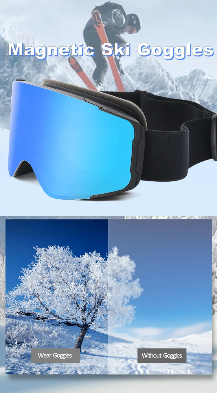 Frameless Snow Goggles Sports Eyewear Adjustable Elastic Band Custom ...