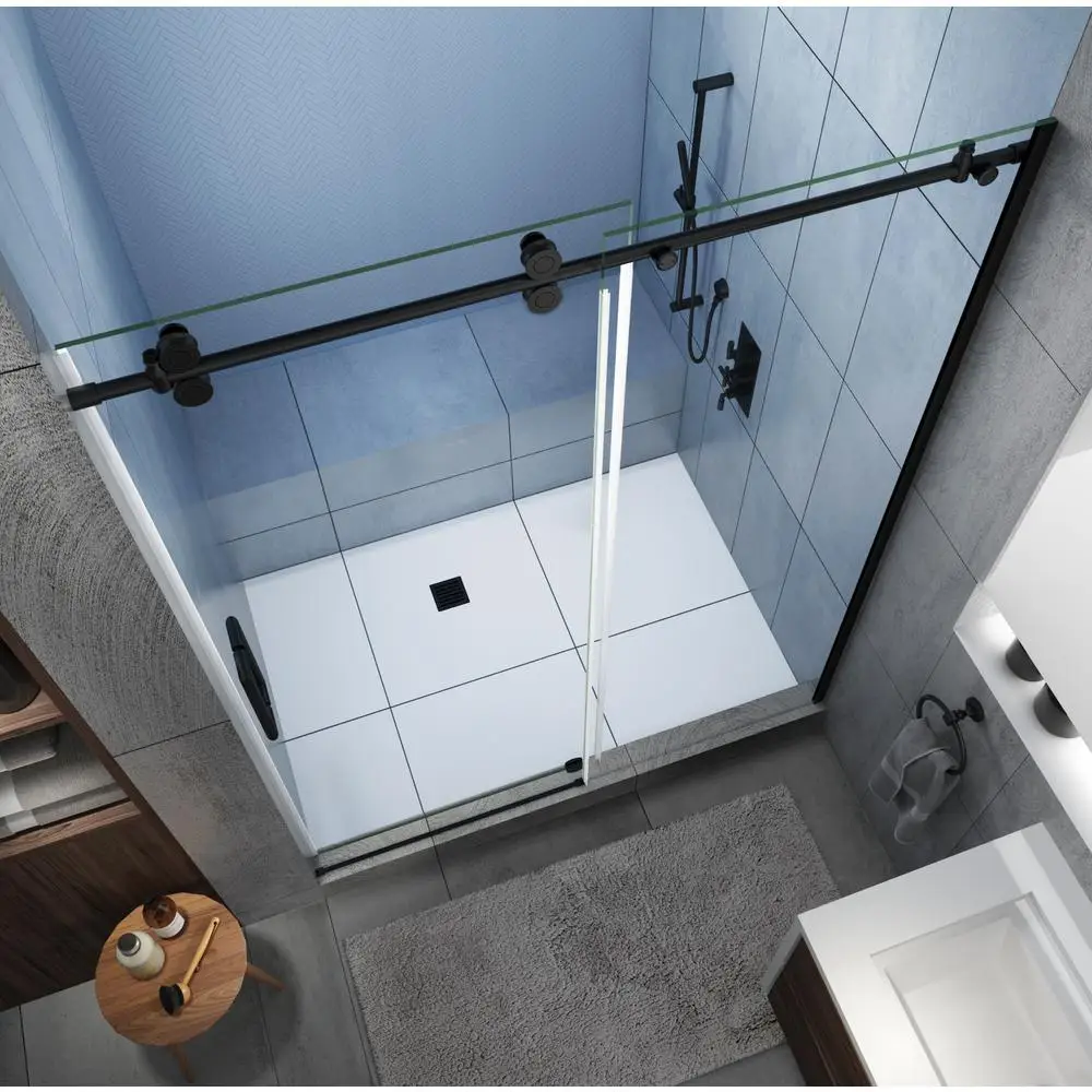 Frameless Stainless Steel Shower Door Bathroom Tempered Glass Sliding