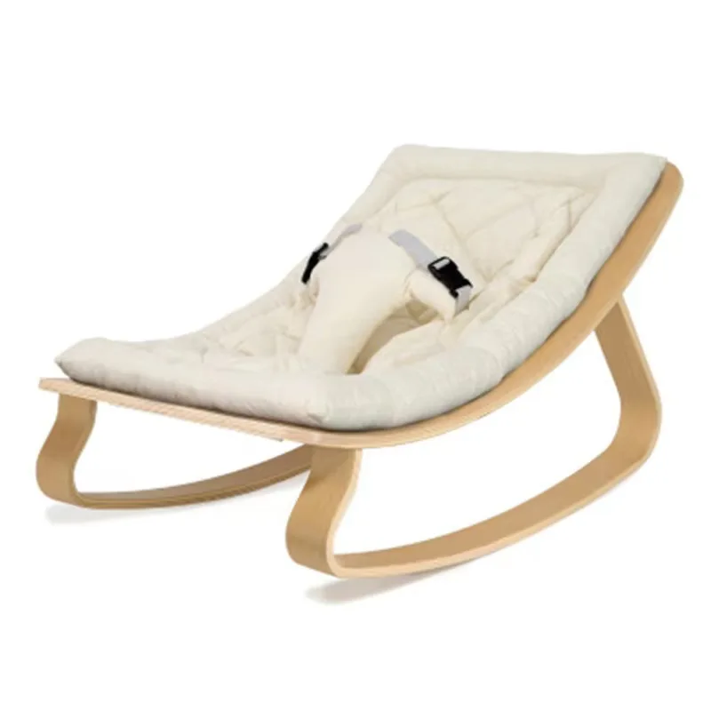 Natural Wood Baby Bouncer Chair Modern Design Rocker with Removable ...