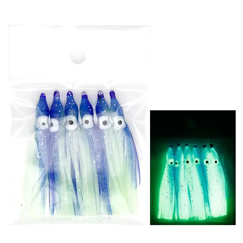 Trolling Lure Soft Plastic Using Octopus Skirts Glow Luminous Squids Skirts Fishing Lure Squid ...