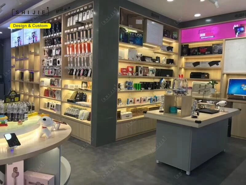 Big Wooden Showroom For Cell Phone And Case Counter Shop Design Mobile ...