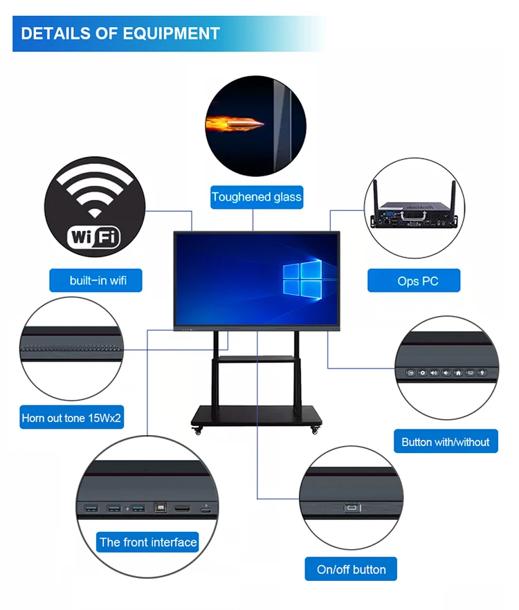 King Large Size 4k Lcd Flat Panel Touch Screen Display Digital Smart ...