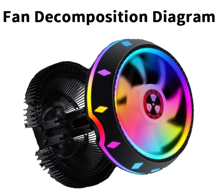 12V DC 3PIN UFO Shaped Radiator CPU Cooler Fan Gaming RGB LED