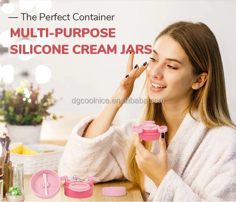 Silicone Makeup Container Cream Can With Sealed Lid And Spoon Portable ...