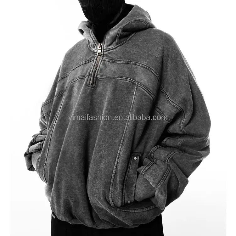 OEM Custom Vintage Acid Washed Hoodie - 500gsm Street Wear