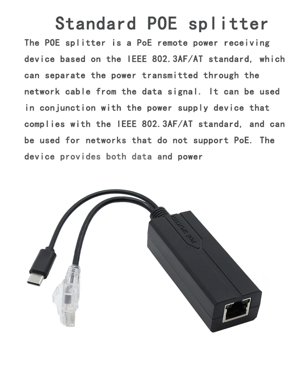 Oem Type-c Poe Separator Splitter Rj45 Adapter Cable Combiner Upoe Usb C Poe Splitter 5v - Buy ...