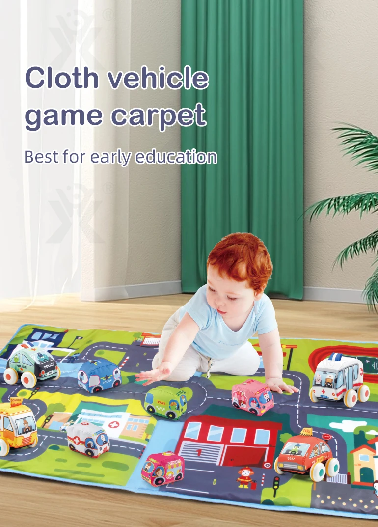 Chengji Montessori Baby Mat Soft Cloth Cars Toy Set Early Learning 3 in ...