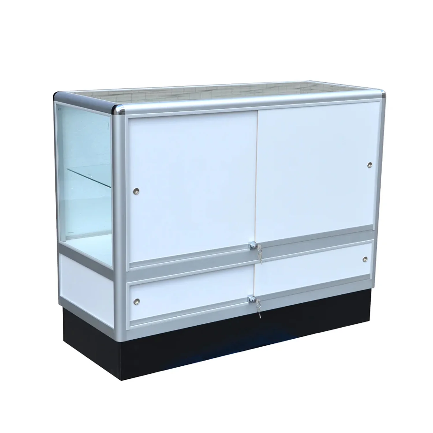 Hikuya Half Vision Aluminum Glass Display Case With Lockable Sliding ...