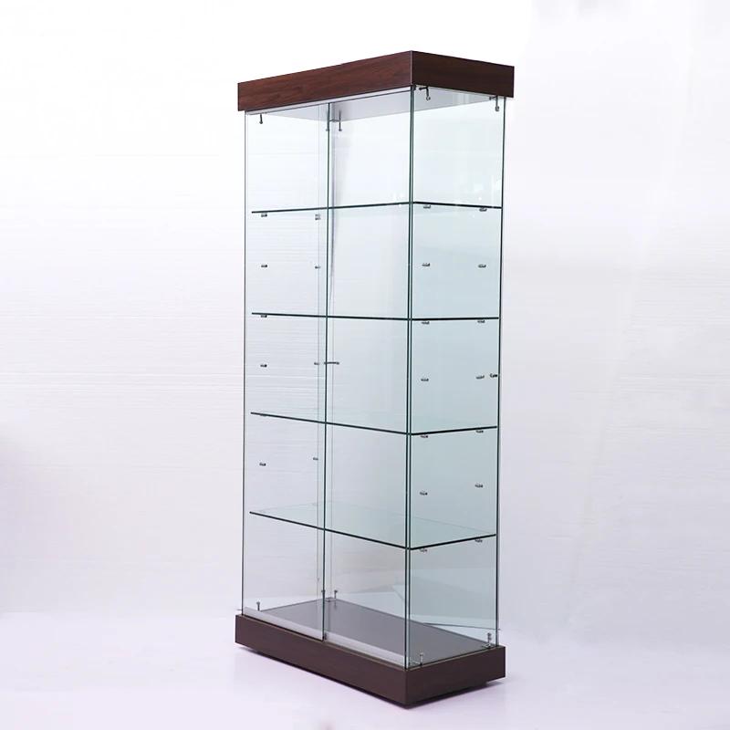 Lockable Aluminum Glass Display Case with Adjustable Shelves