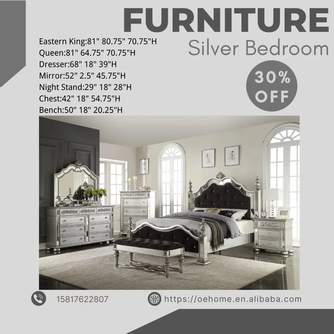 Crushed Diamond Bedroom Set - Stylish & Comfortable