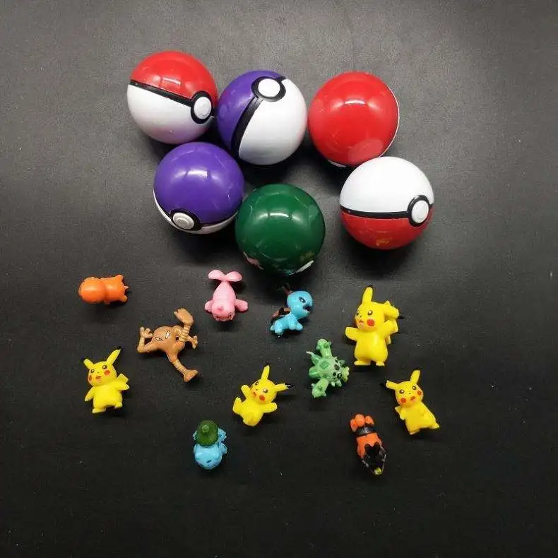 Action Figures Pikachu Ball With Cartoon Pikachu Psyduck Eevee ...