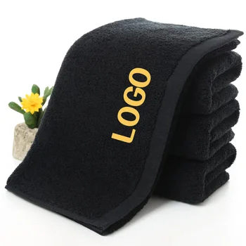 100% Cotton Black Towels Black Hand Towel Black Face Towel With ...