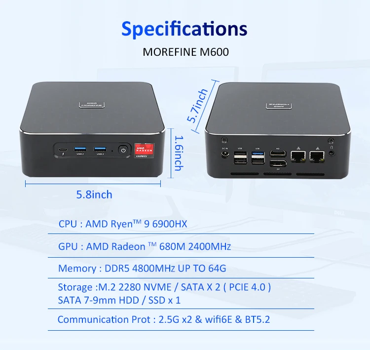 Morefine M600 Ddr5 Up To 5600mhz Ssd Mini Host Office Home Game 8k Micro Mini Small Computer ...